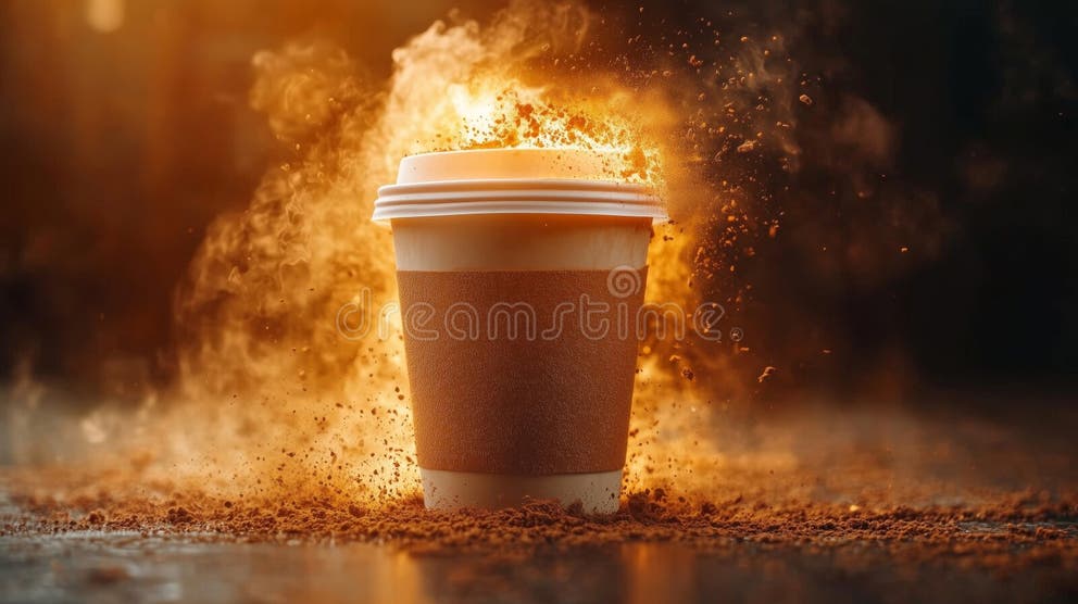 Dynamic Coffee Cup with Fire Explosion Stock Image - Image of spark ...