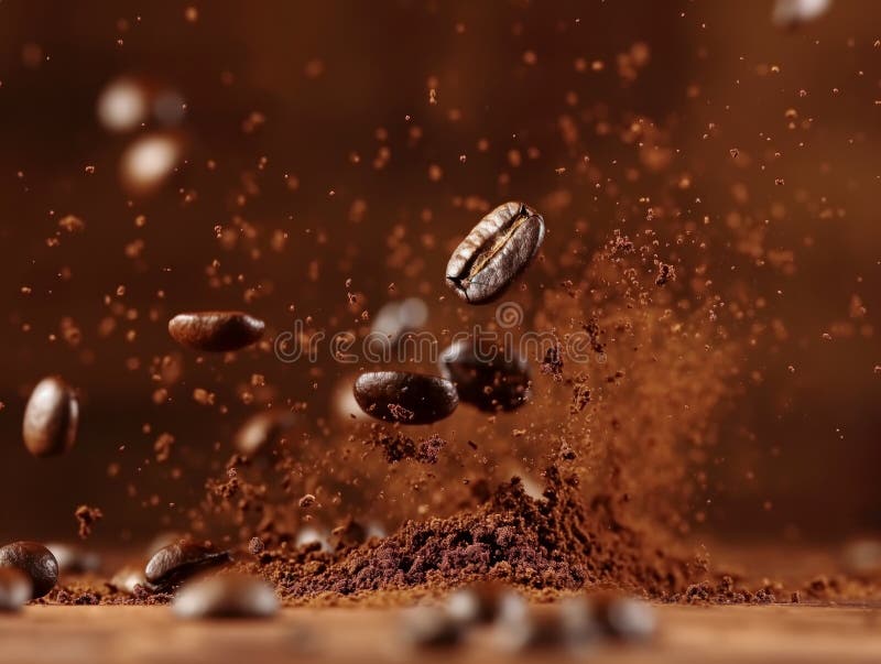 Dynamic Coffee Splash from Cup on Black Background Stock Photo - Image ...