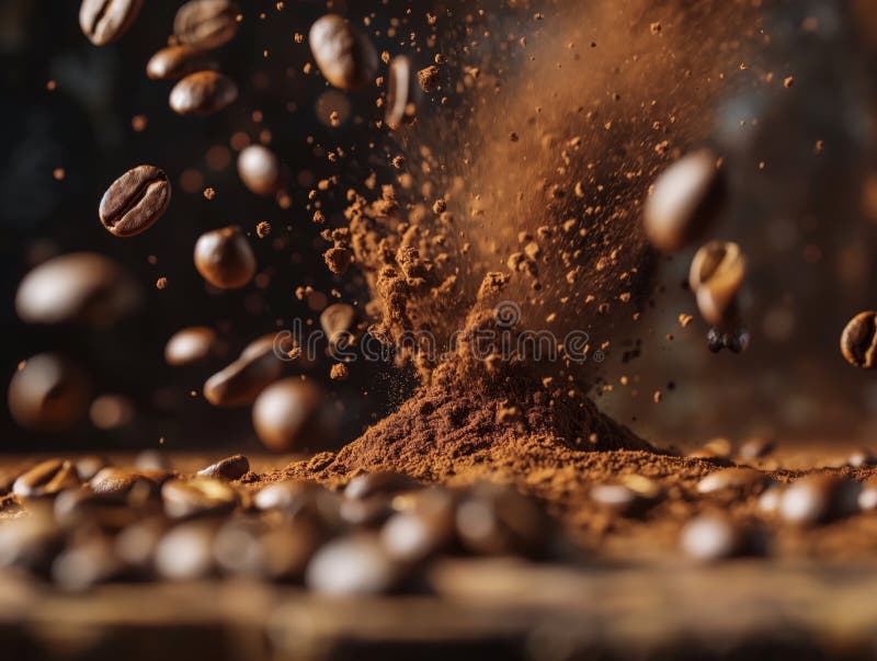 Dynamic Coffee Explosion stock photo. Image of depth - 310092232
