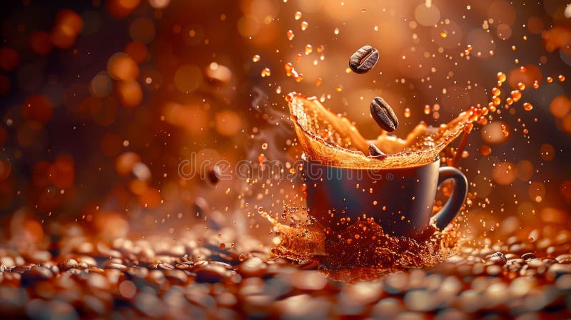 Dynamic Coffee Splash with Beans. Generative Ai Stock Illustration ...