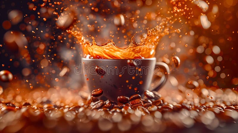 Dynamic Coffee Splash with Beans. Generative Ai Stock Illustration ...