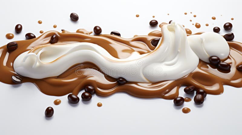Dynamic Coffee Splash with Bubbles in 3d on White Background Liquid ...