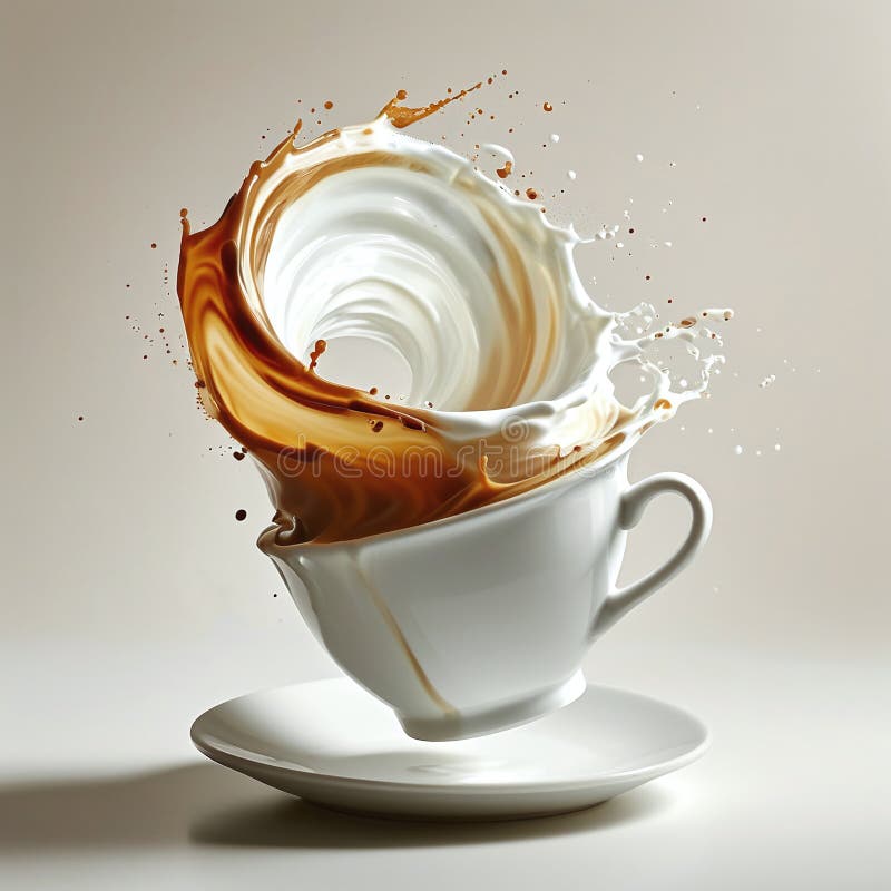 Dynamic Coffee Splash Captured in a Cup on a Minimalistic Background ...