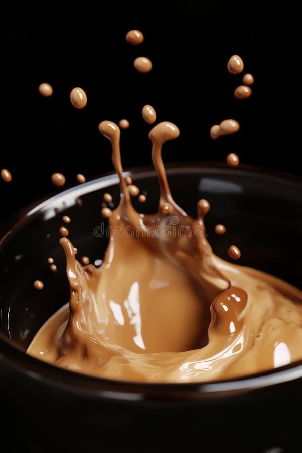 Dynamic Coffee Splash in Ceramic Cup Stock Illustration - Illustration ...