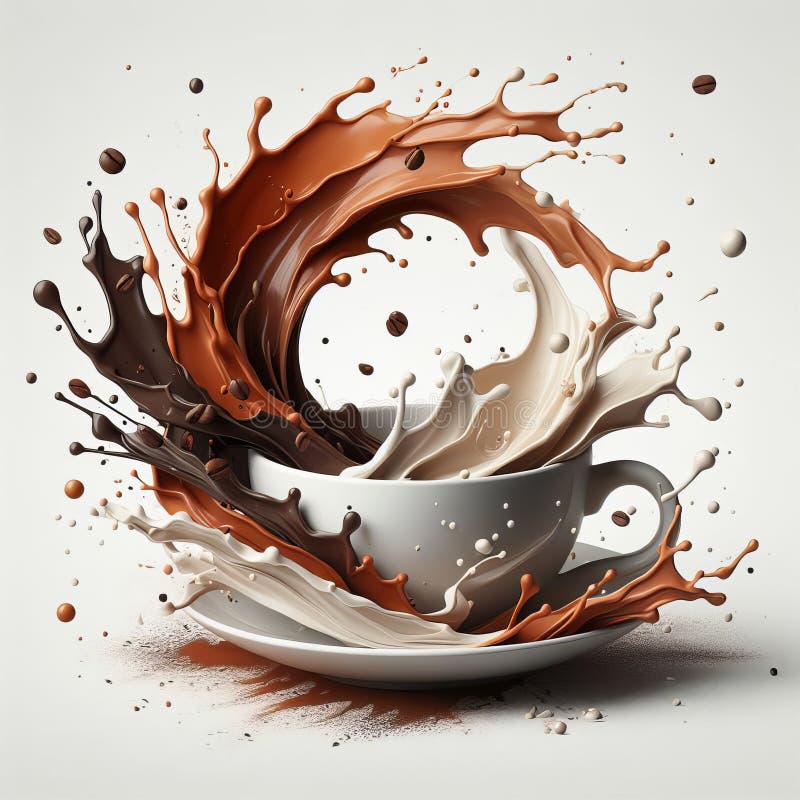 Dynamic Coffee Splash in Cup Stock Illustration - Illustration of ...