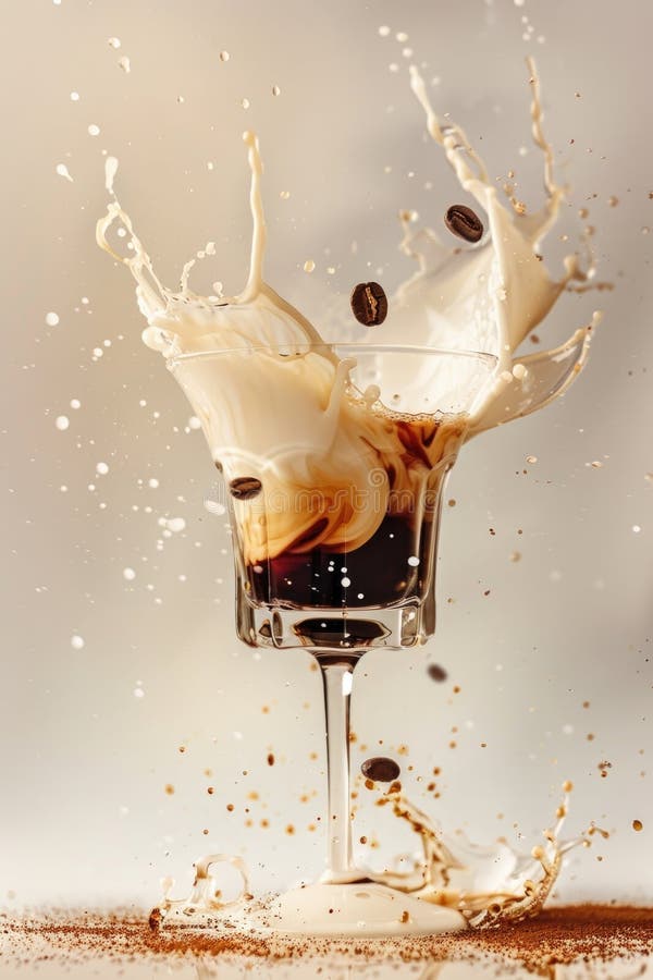 Dynamic Coffee Splash from Cup on Black Background Stock Photo - Image ...
