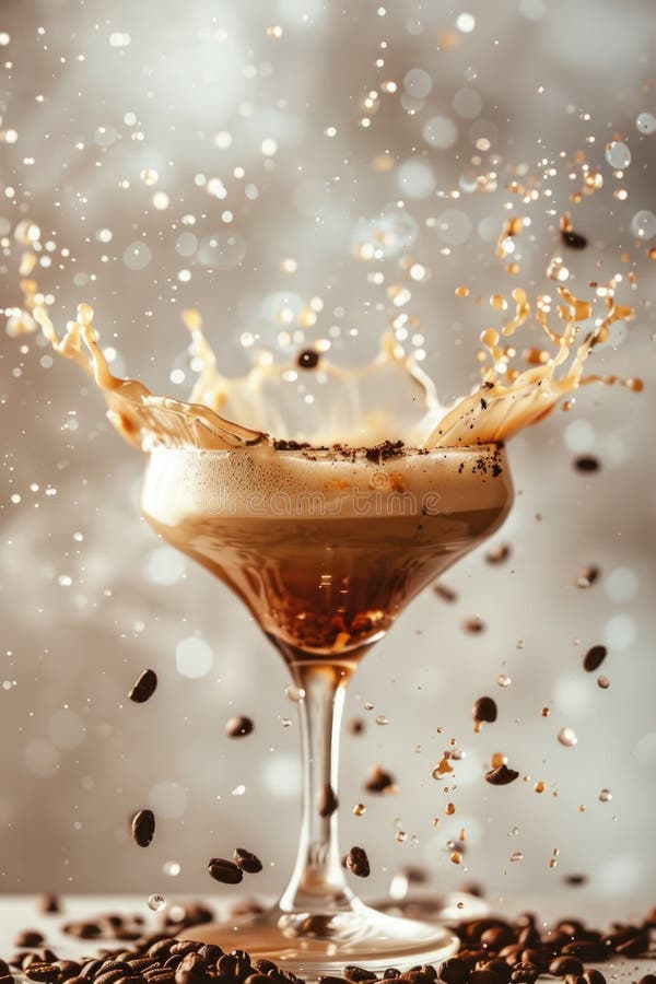 Dynamic Coffee Splash from Cup on Black Background Stock Photo - Image ...