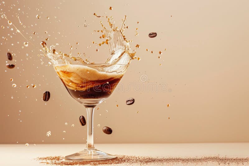 Dynamic Coffee Splash from Cup on Black Background Stock Photo - Image ...