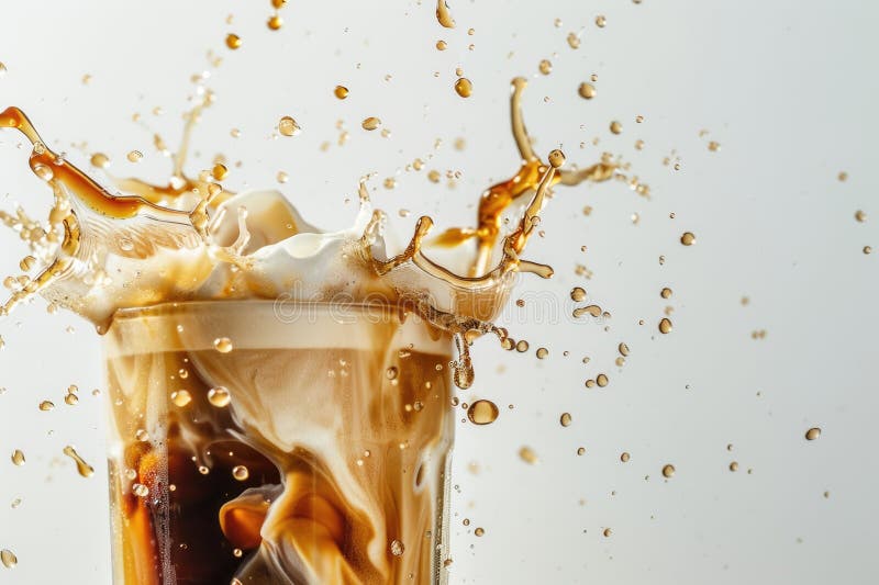 Dynamic Coffee Splash from Cup on Black Background Stock Photo - Image ...