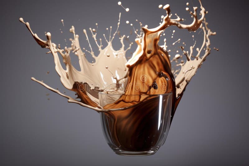 Dynamic Coffee Splash from Cup on Black Background Stock Photo - Image ...