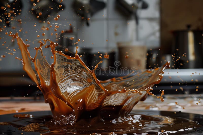 Dynamic Coffee Splash on Kitchen Counter Stock Image - Image of splash ...