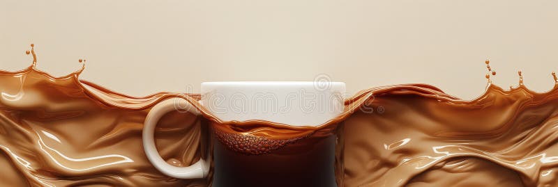 Dynamic Coffee Splash from Cup on Black Background Stock Photo - Image ...