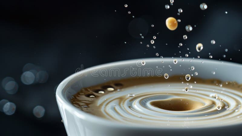 Dynamic Coffee Splash from Cup on Black Background Stock Photo - Image ...