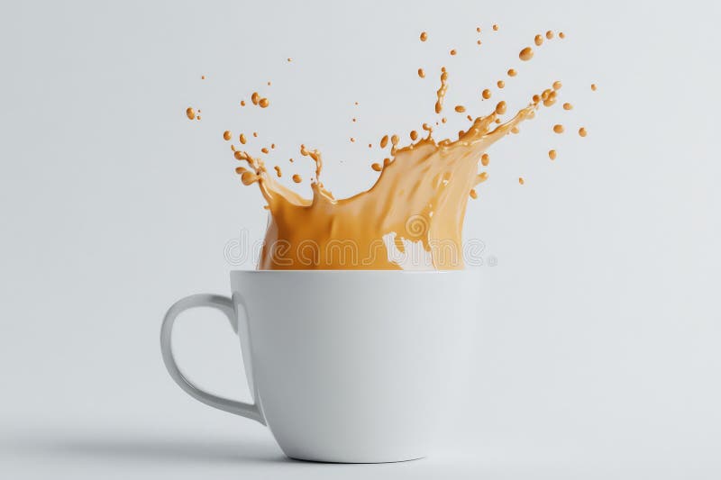 Dynamic Coffee Splash from White Cup Stock Illustration - Illustration ...
