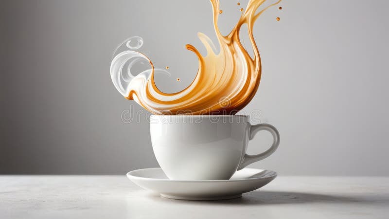 Dynamic Coffee Splash from Cup on Black Background Stock Photo - Image ...