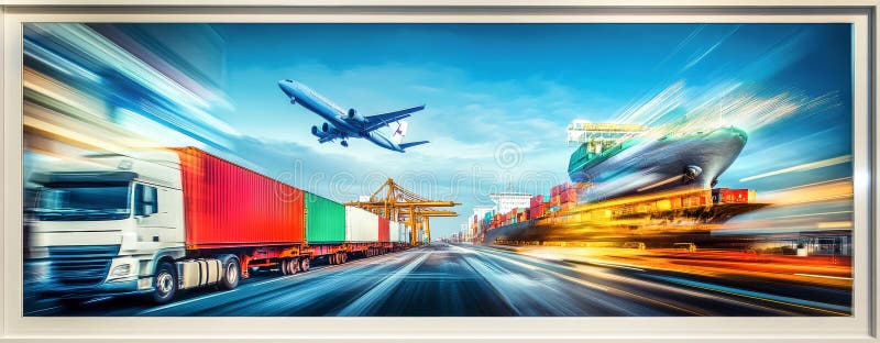 Dynamic Collage of Cargo Transportation Showcasing Truck, Train ...