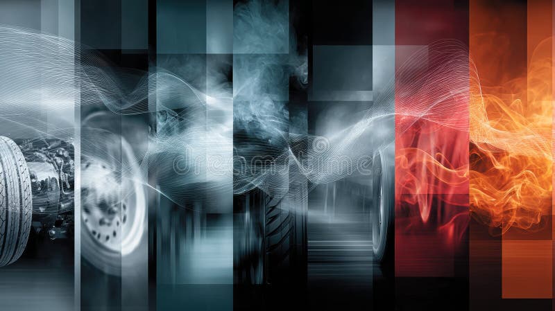 Dynamic Collage Showcasing Tire Performance, Engine Power, and Movement ...