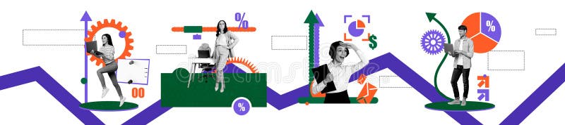 Dynamic Collage Showcasing Trend-driven Graphics with People, Charts ...