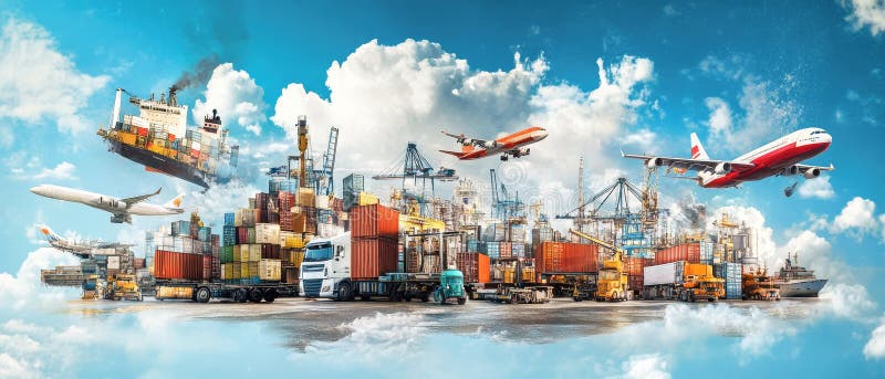 Dynamic Collage Showcasing the Vibrant World of Cargo Transportation ...