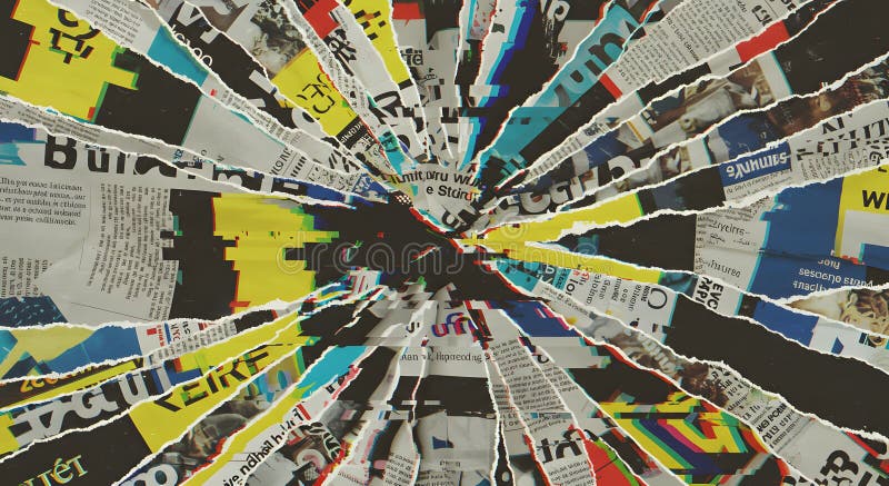 Dynamic Collage of Torn Newspaper and Magazine Strips Stock ...