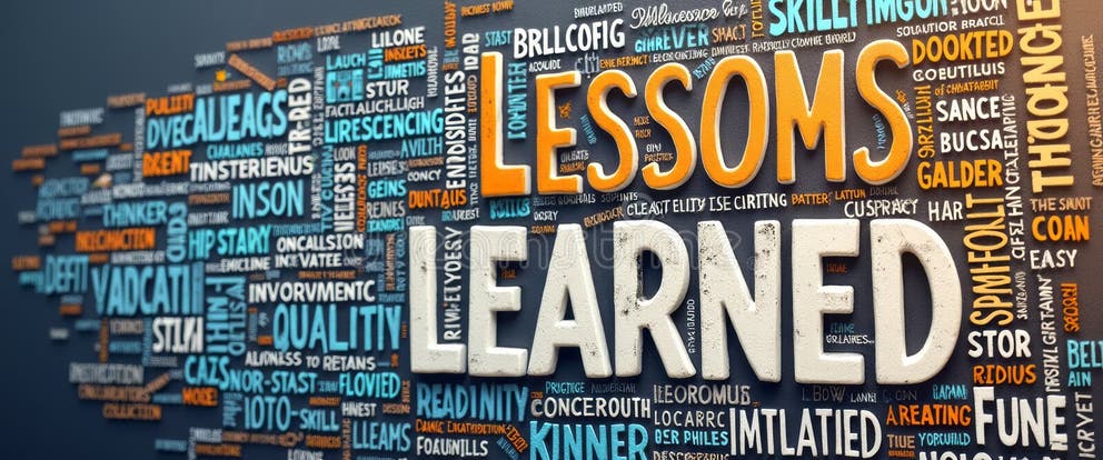 Dynamic Collage of Words Emphasizing Lessons Learned Stock Photo ...