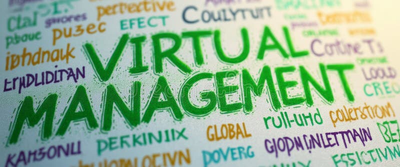 Dynamic Collage of Words Highlighting Virtual Management Concepts Stock ...