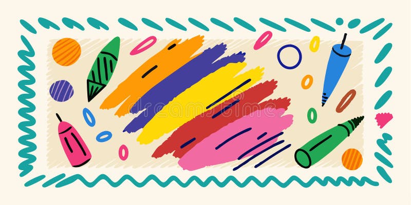 Crayon Doodle & Brush Stroke Vector Collection Stock Vector ...