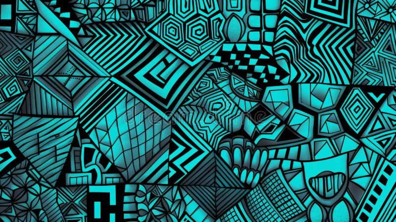 Dynamic Collection of Transformative Teal Geometric Patterns in Various ...