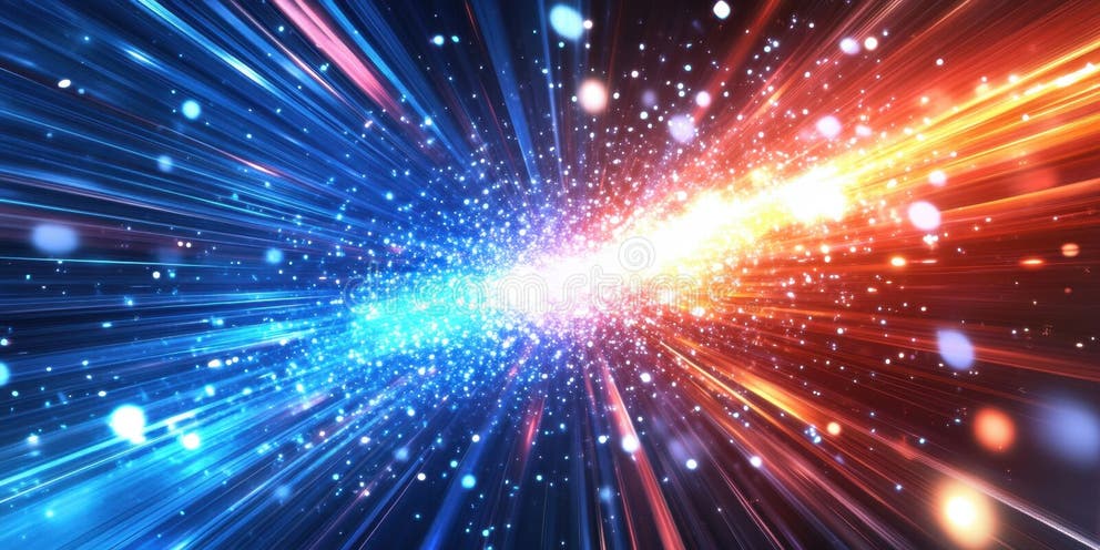 Dynamic Collision of Blue and Orange Light Particles with Sparkling ...