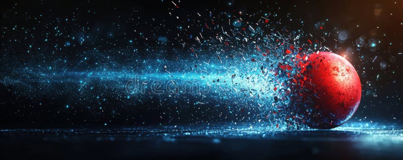 Dynamic Collision of a Red Sphere with a Blue Energy Beam Stock Image ...