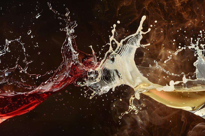 Liquid Dance: Splash of Red, White, and Amber Stock Illustration ...
