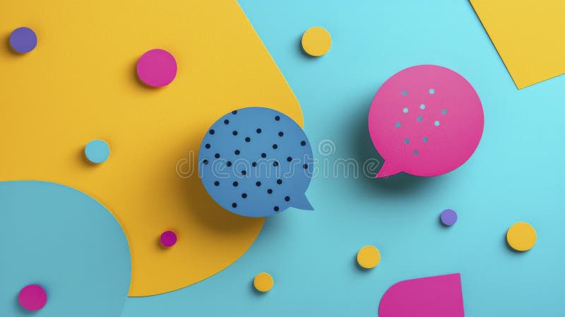 Dynamic Color Blocks with Speech Bubble Elements Stock Illustration ...