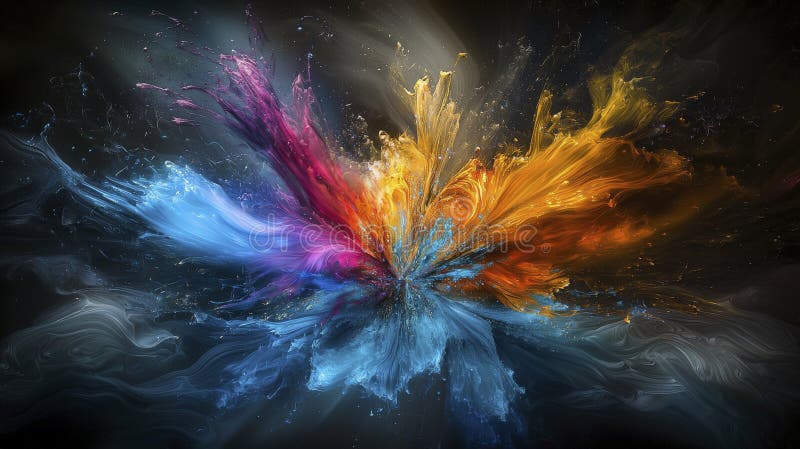 Dynamic Color Explosion Abstract Art Digital Creation Visuals Close-up ...