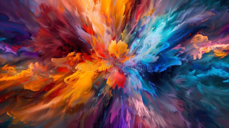 Dynamic Color Flows Exploding from a Central Source Creating a Sense of ...