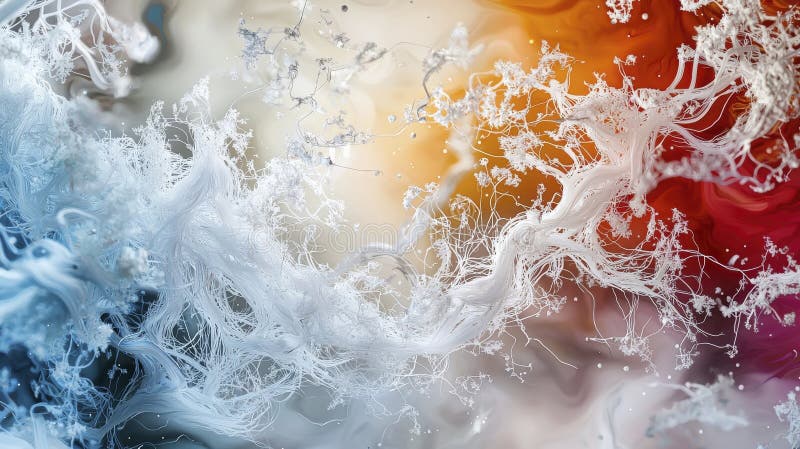 Dynamic Color Harmony Delicate White Strokes Intertwined Abstract Art ...