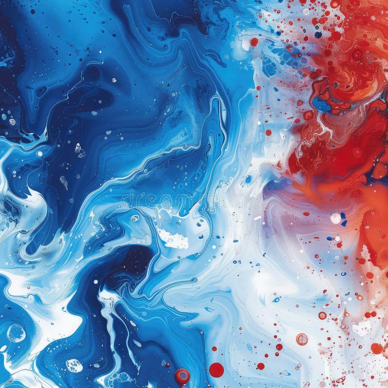 Dynamic Color Splash: Abstract Art in Blue and Red Stock Illustration ...