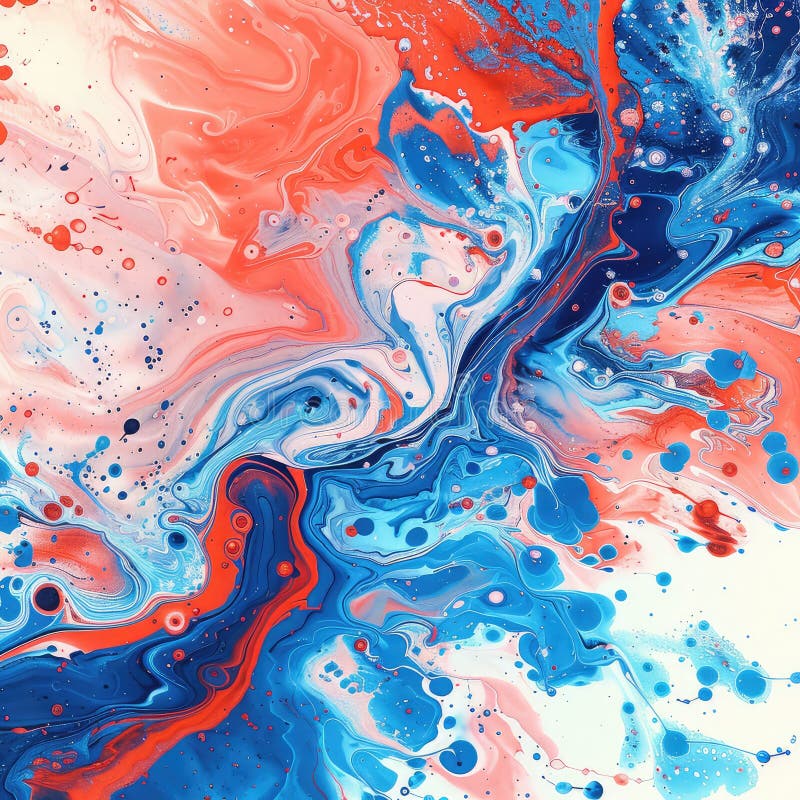 Dynamic Color Splash: Abstract Art in Blue and Red Stock Illustration ...