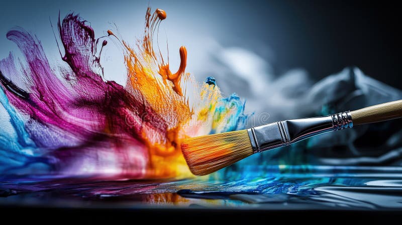 Dynamic Color Splash Brush Art Abstract Studio Digital Painting ...