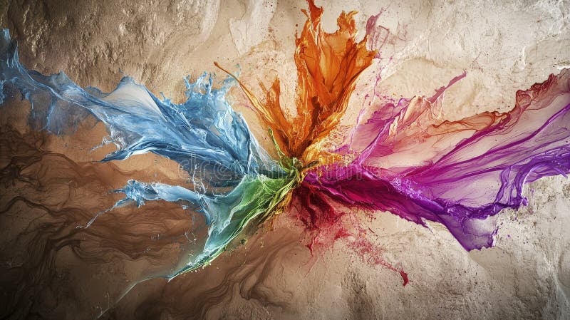 Dynamic Color Trails Disrupting Muted Textures Abstract Art Digital ...