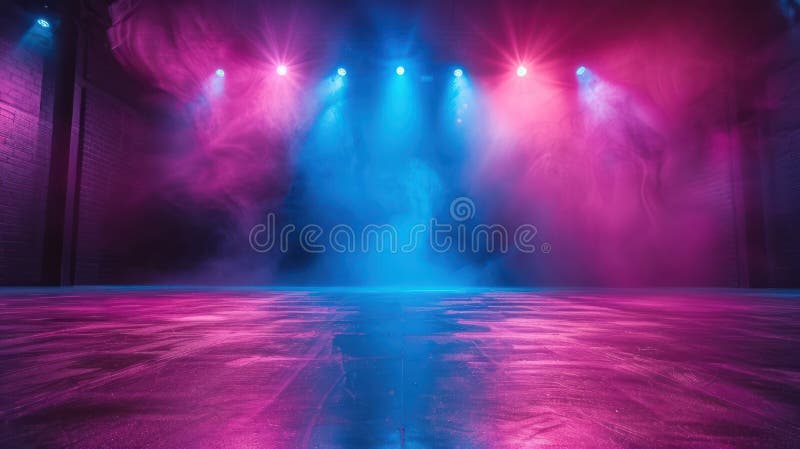 Dynamic Color Washes on Empty Modern Dance Stage with Spotlight ...