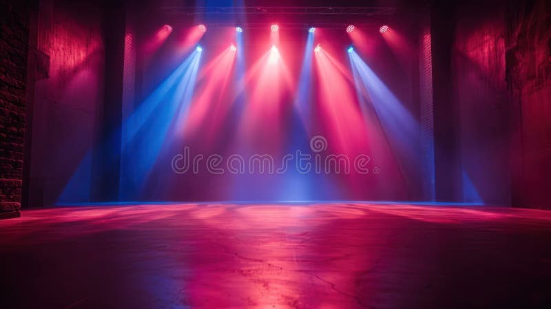 Dynamic Color Washes on Empty Modern Dance Stage with Spotlight ...