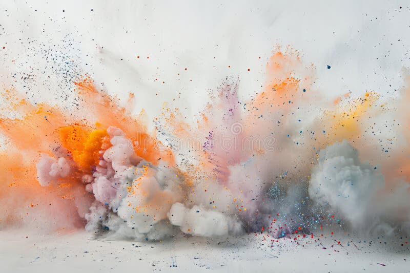 Dynamic Colored Dust Explosion Against a Soft Transparent White Canvas ...