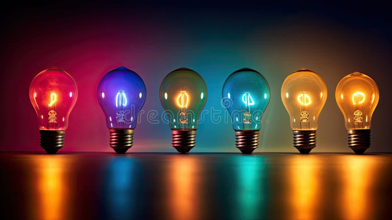 Dynamic colored light bulb stock illustration. Illustration of cheerful ...