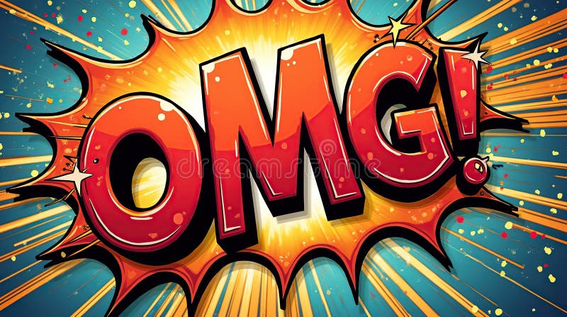 Vibrant Comic Book Style OMG Word Explosion Background Stock ...