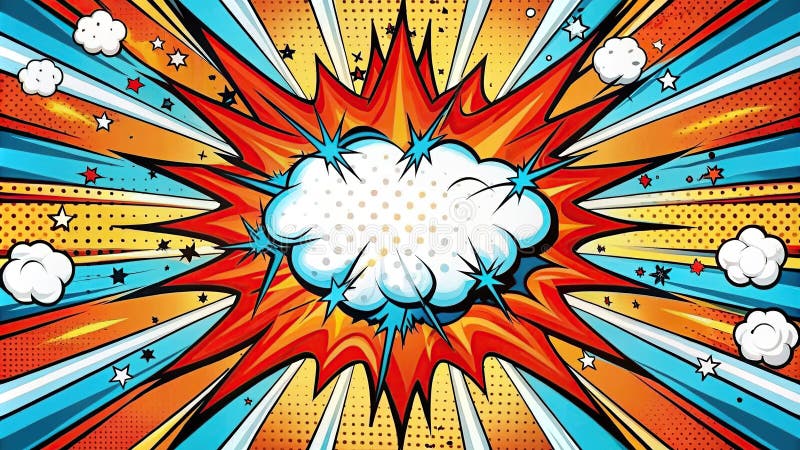 Vibrant Comic Pop Art Explosion with Colorful Starburst Effects Stock ...