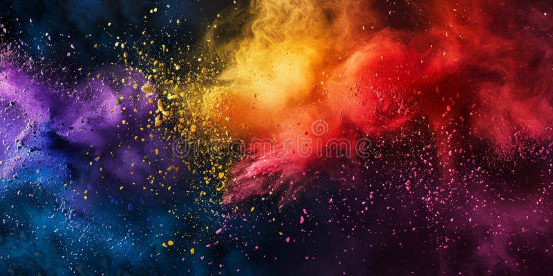 Vibrant Explosion of Color Powder on Black Background Stock ...