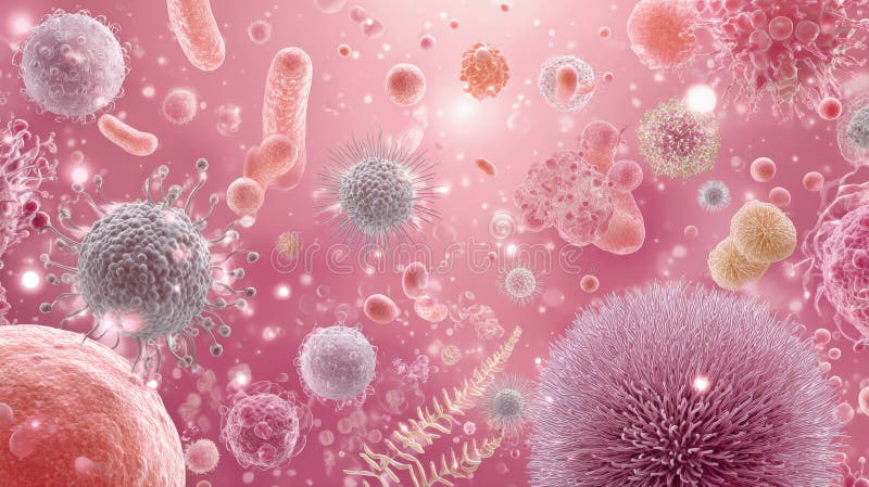 A Dynamic, Colorful Illustration Showcasing Various Types of Bacteria ...