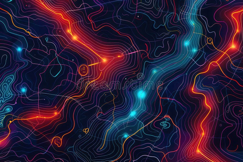 Dynamic, Colorful Lines Twist Across a Stylized Map, Representing ...