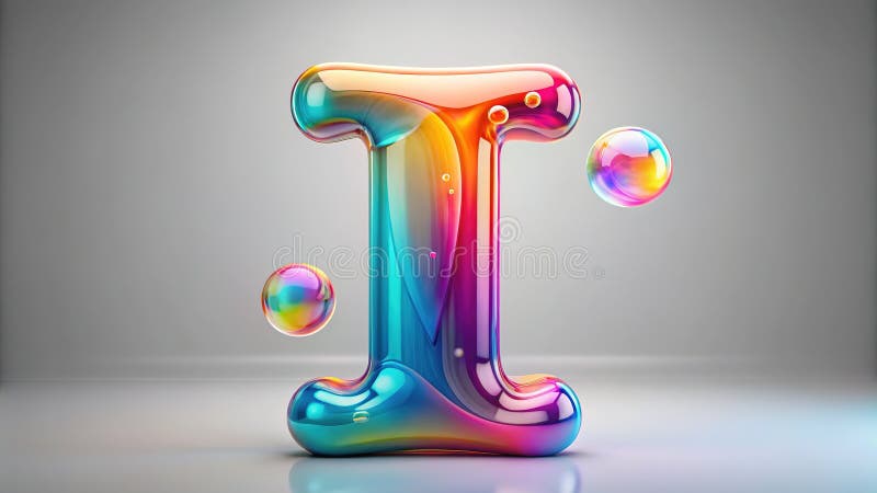 Dynamic and Colorful Modern Bubble Letter I Design Customizable Graphic ...