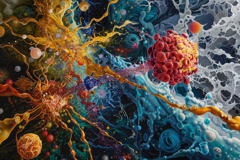 Vibrant Molecular World in Cosmic Hues. Neural Network AI Generated ...